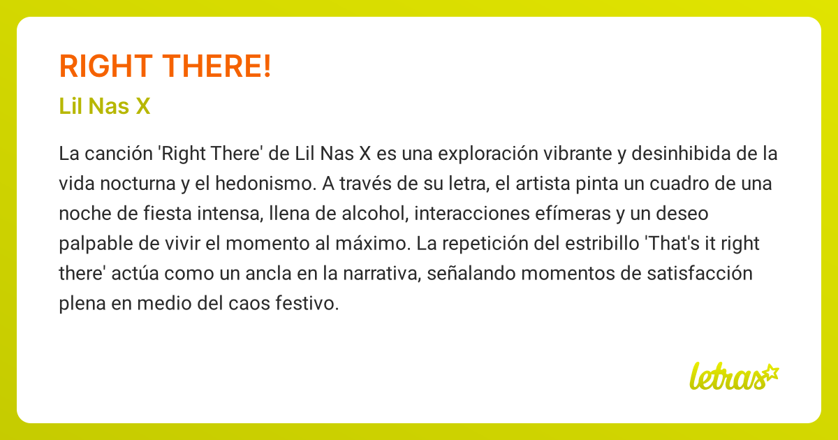 Significado de la canción RIGHT THERE! (Lil Nas X) - LETRAS.COM