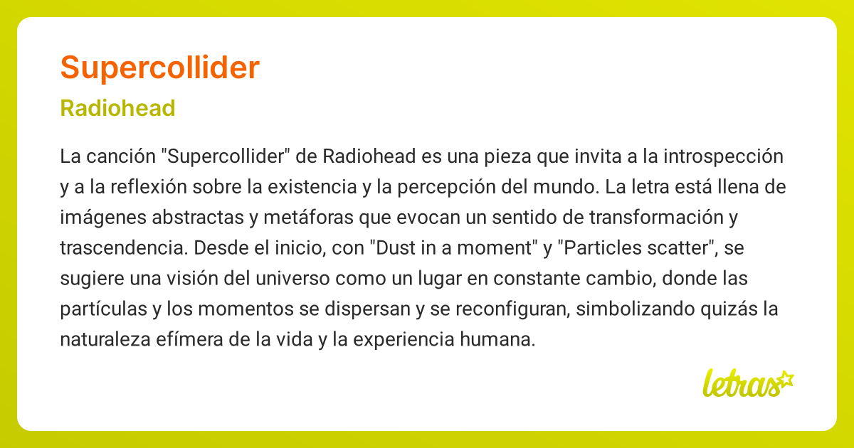 Significado de la canción SUPERCOLLIDER (Radiohead) - LETRAS.COM