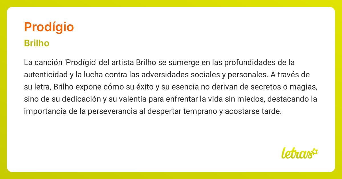 Significado de la canción PRODÍGIO (Brilho) - LETRAS.COM