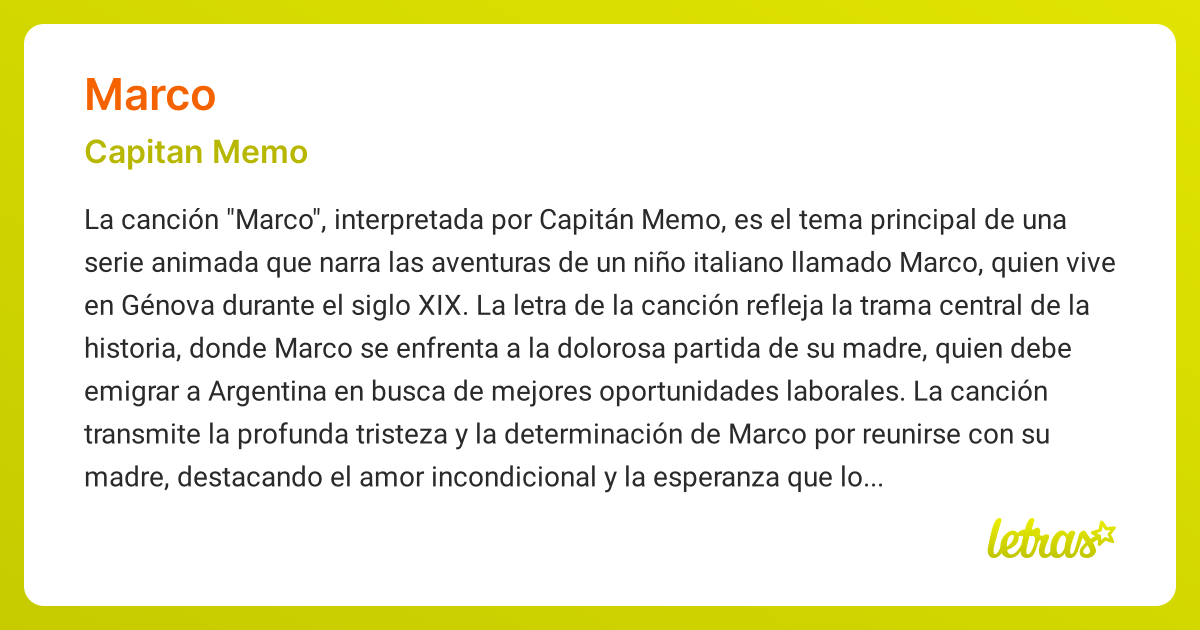 Significado de la canción MARCO (Capitan Memo) - LETRAS.COM