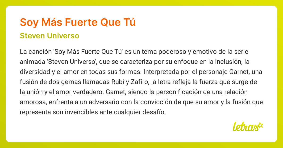 Significado de la canción SOY MÁS FUERTE QUE TÚ (Steven Universo ...