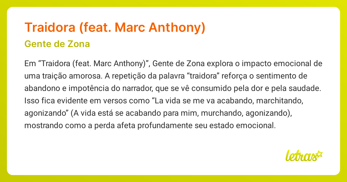 Significado da música TRAIDORA (FEAT. MARC ANTHONY) (Gente de Zona ...