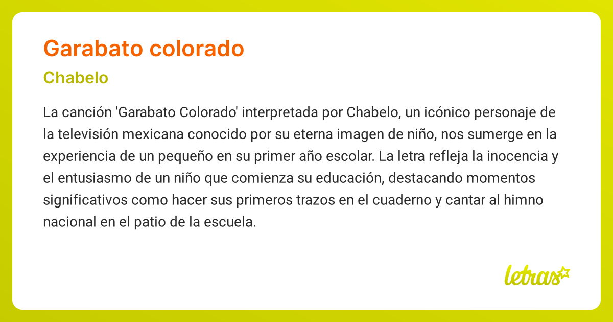 Significado de la canción GARABATO COLORADO (Chabelo) - LETRAS.COM
