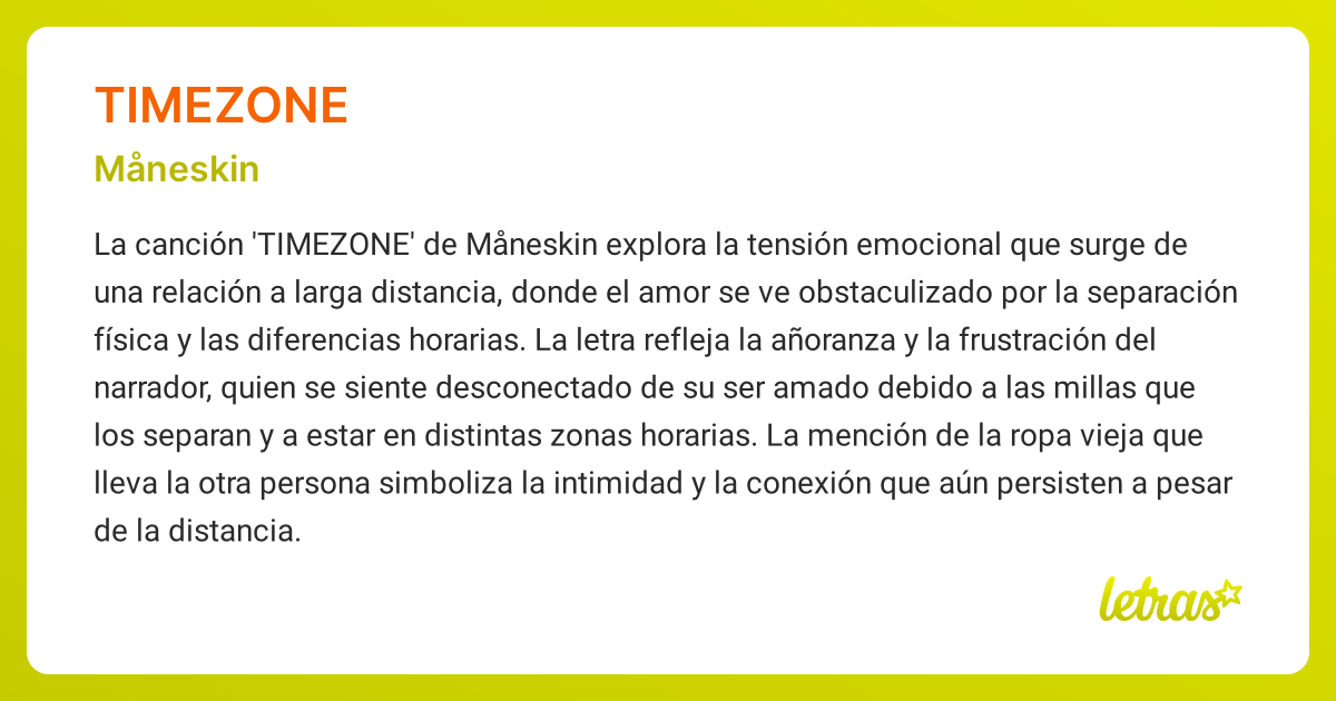 Significado de la canción TIMEZONE (Måneskin) - LETRAS.COM