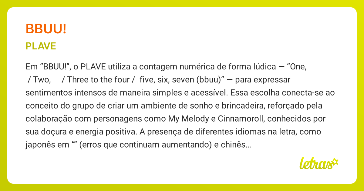 Significado da música BBUU! (PLAVE) - LETRAS.MUS.BR