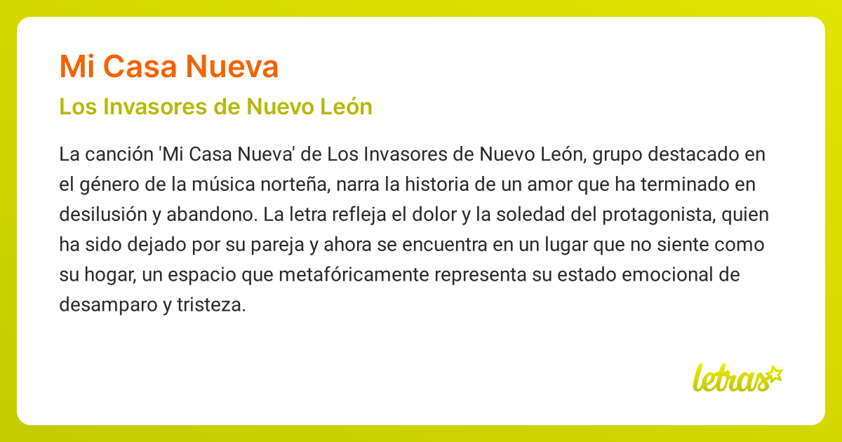 Significado de la canción MI CASA NUEVA (Los Invasores de Nuevo León) - LETRAS.COM