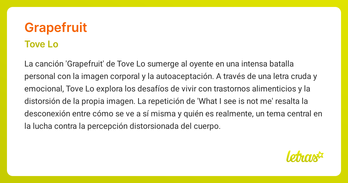 Significado de la canción GRAPEFRUIT (Tove Lo) - LETRAS.COM