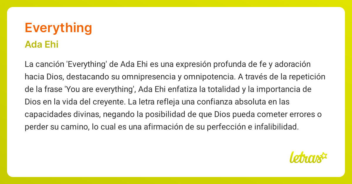 Significado de la canción EVERYTHING (Ada Ehi) - LETRAS.COM