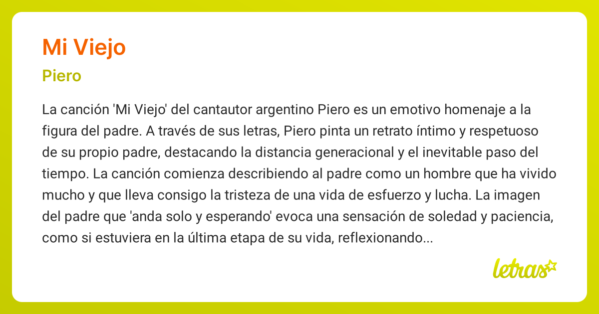 Significado de la canción MI VIEJO (Piero) - LETRAS.COM