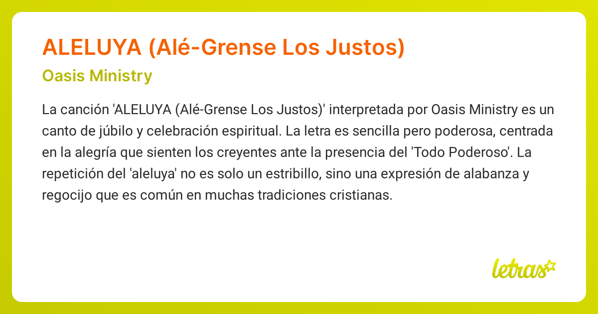 Significado de la canción ALELUYA (Alé-Grense Los Justos) (Oasis ...