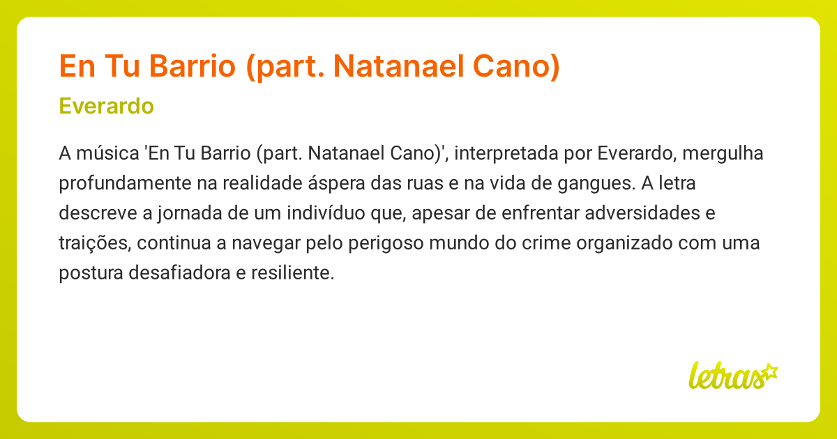 Significado da música En Tu Barrio (part. Natanael Cano) (Everardo ...