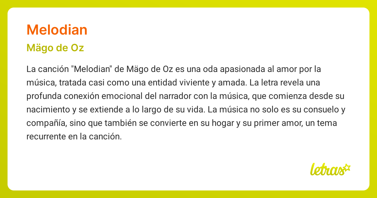 Significado de la canción MELODIAN (Mägo de Oz) - LETRAS.COM