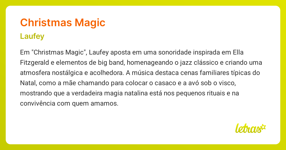 Significado da música CHRISTMAS MAGIC (Laufey) - LETRAS.MUS.BR