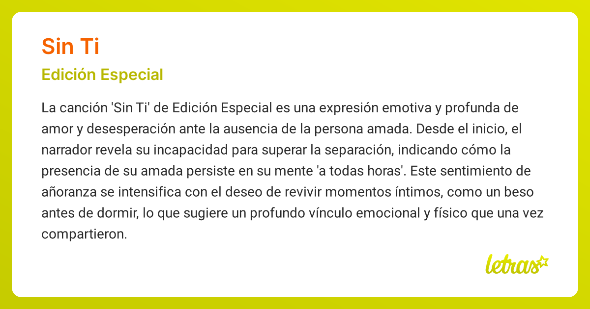 Sin Ti Edicion Especial Letra
