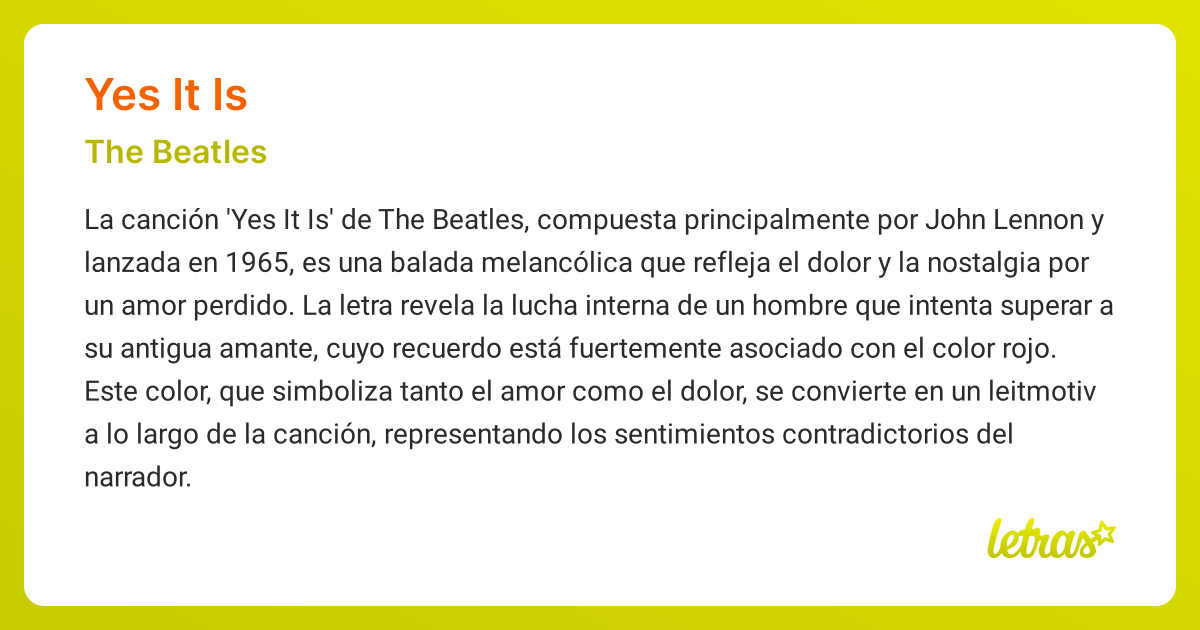 Significado de la canción YES IT IS (The Beatles) - LETRAS.COM