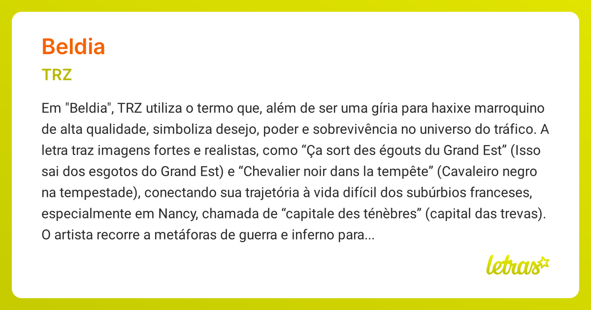 Significado da música BELDIA (TRZ) - LETRAS.MUS.BR