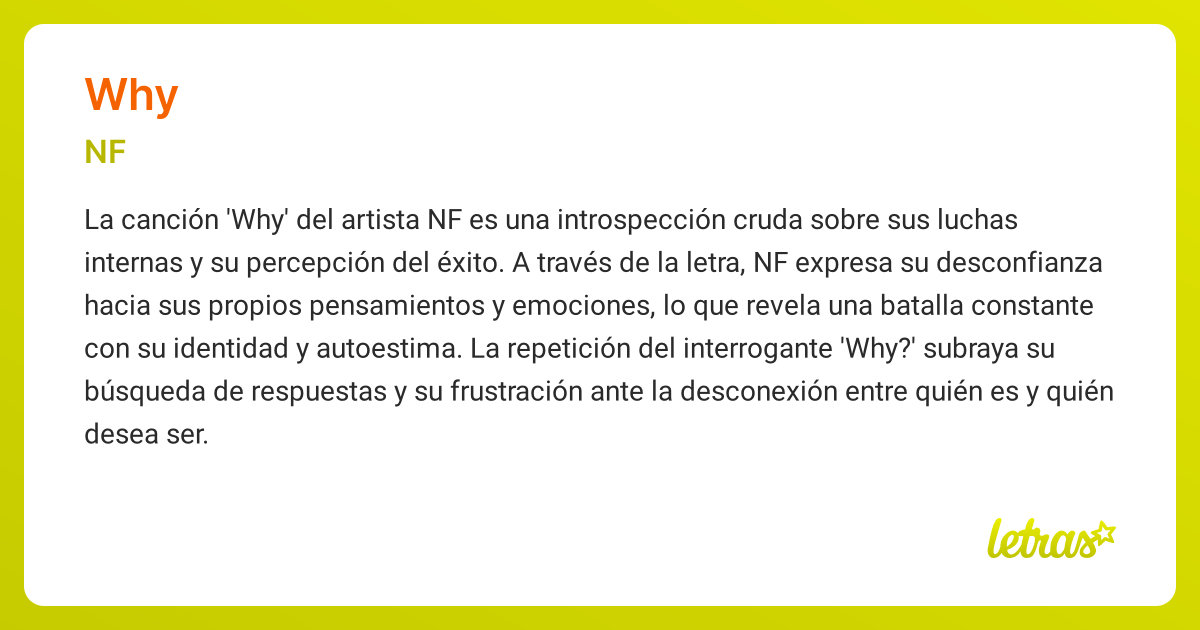 Significado de la canción WHY (NF) - LETRAS.COM
