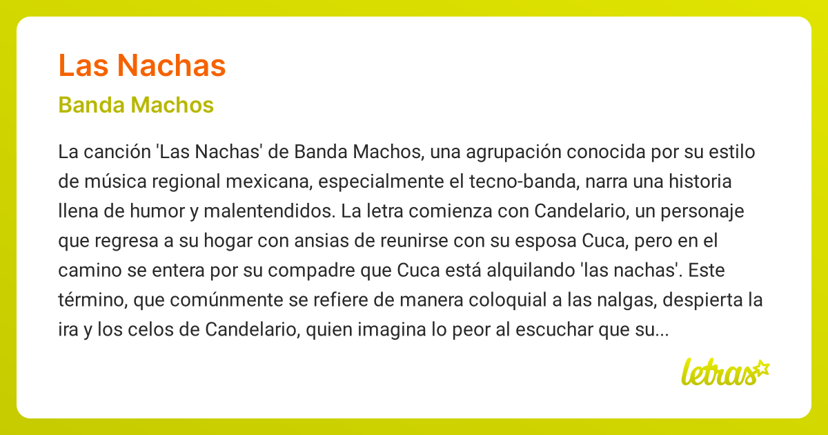 Significado de la canción LAS NACHAS (Banda Machos) - LETRAS.COM