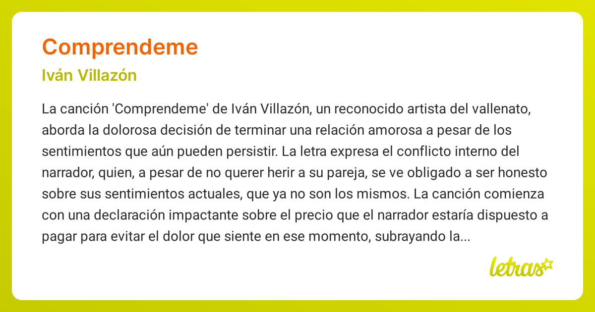 Significado de la canción COMPRENDEME (Iván Villazón) - LETRAS.COM