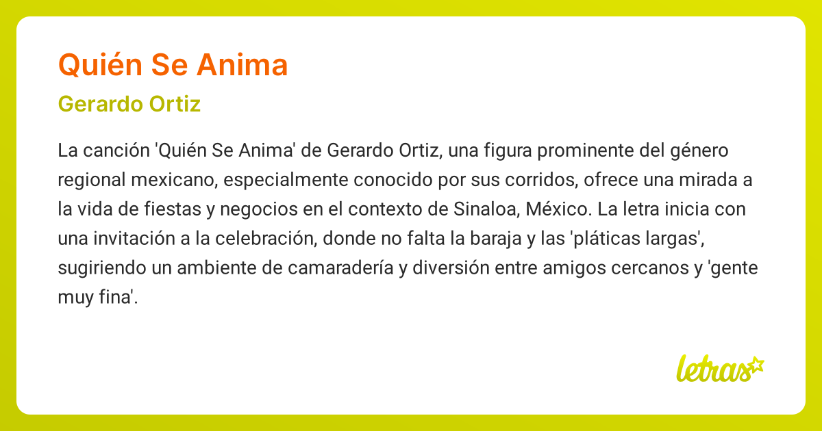 Significado de la canción QUIÉN SE ANIMA (Gerardo Ortiz) - LETRAS.COM