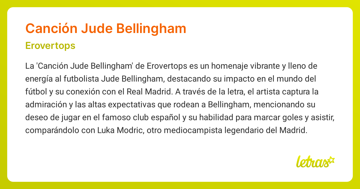 Significado de la canción CANCIÓN JUDE BELLINGHAM (Erovertops) - LETRAS.COM