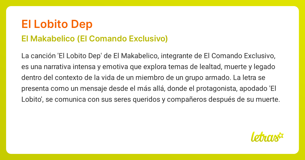 Significado de la canción EL LOBITO DEP (El Makabelico (El Comando ...