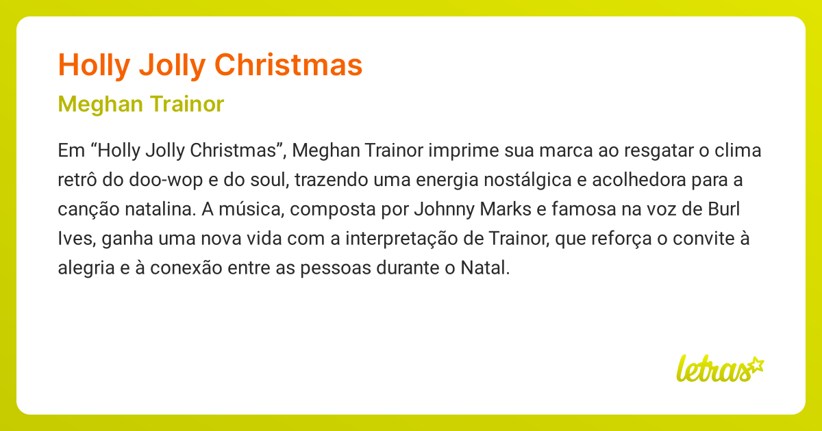 Significado da música HOLLY JOLLY CHRISTMAS (Meghan Trainor) - LETRAS ...