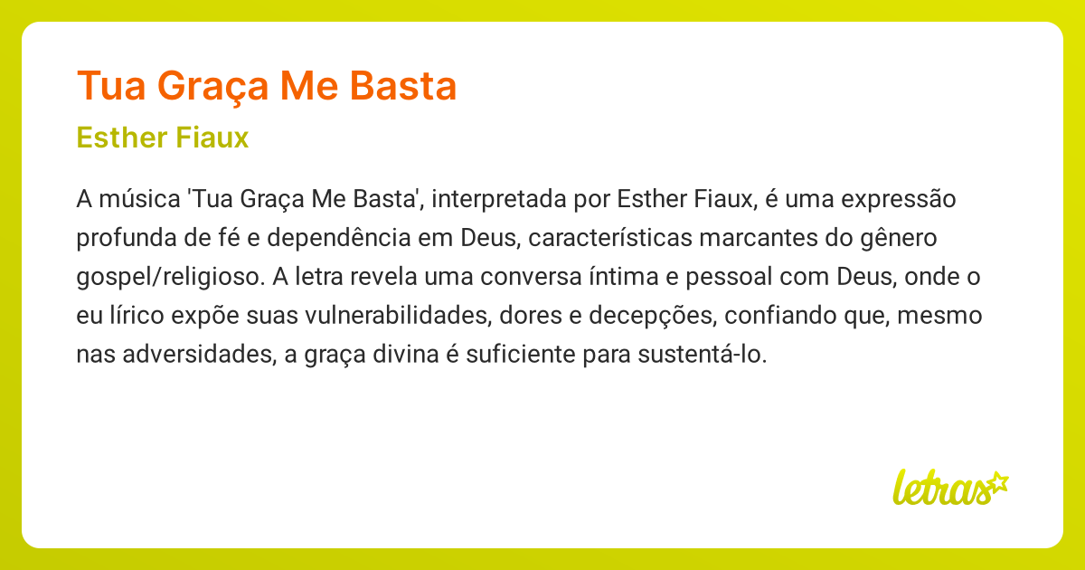 Significado da música TUA GRAÇA ME BASTA (Esther Fiaux) - LETRAS.MUS.BR