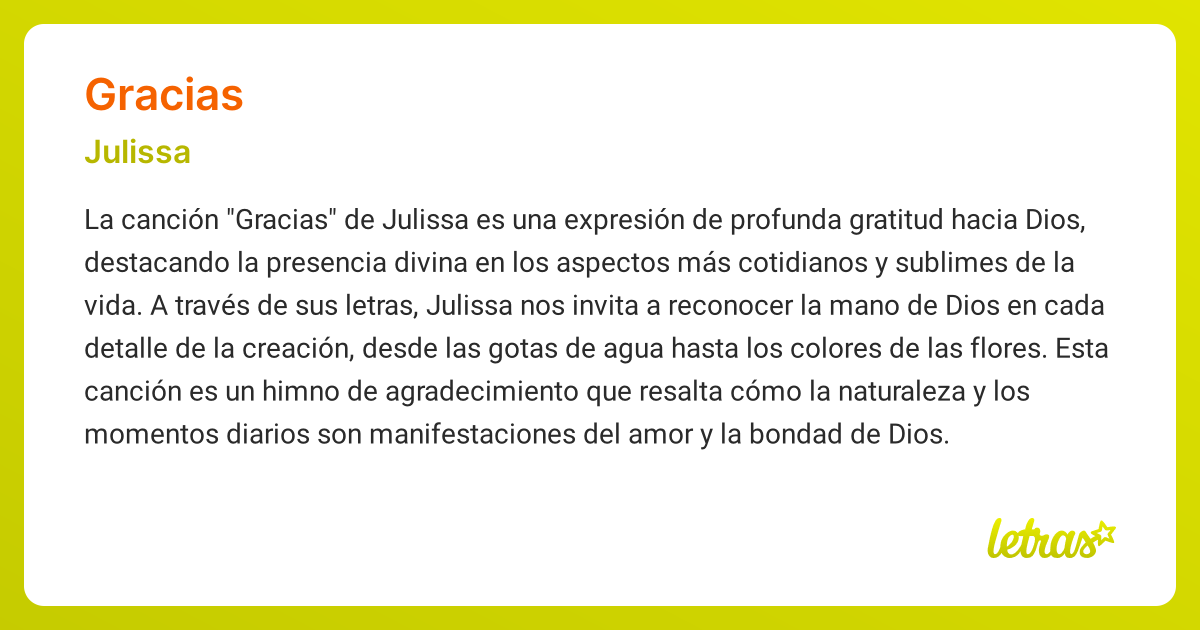 Significado de la canción GRACIAS (Julissa) - LETRAS.COM