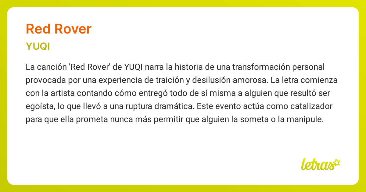 Significado de la canción RED ROVER (YUQI) - LETRAS.COM