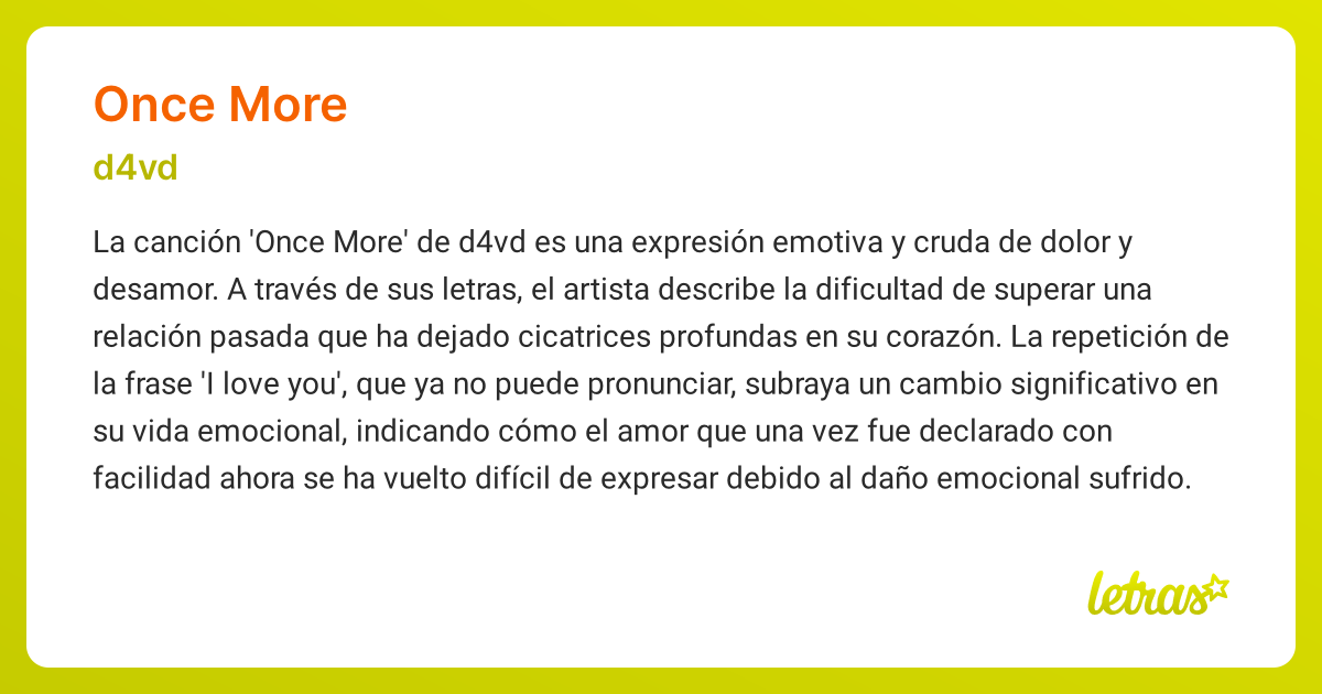 Significado de la canción ONCE MORE (d4vd) - LETRAS.COM