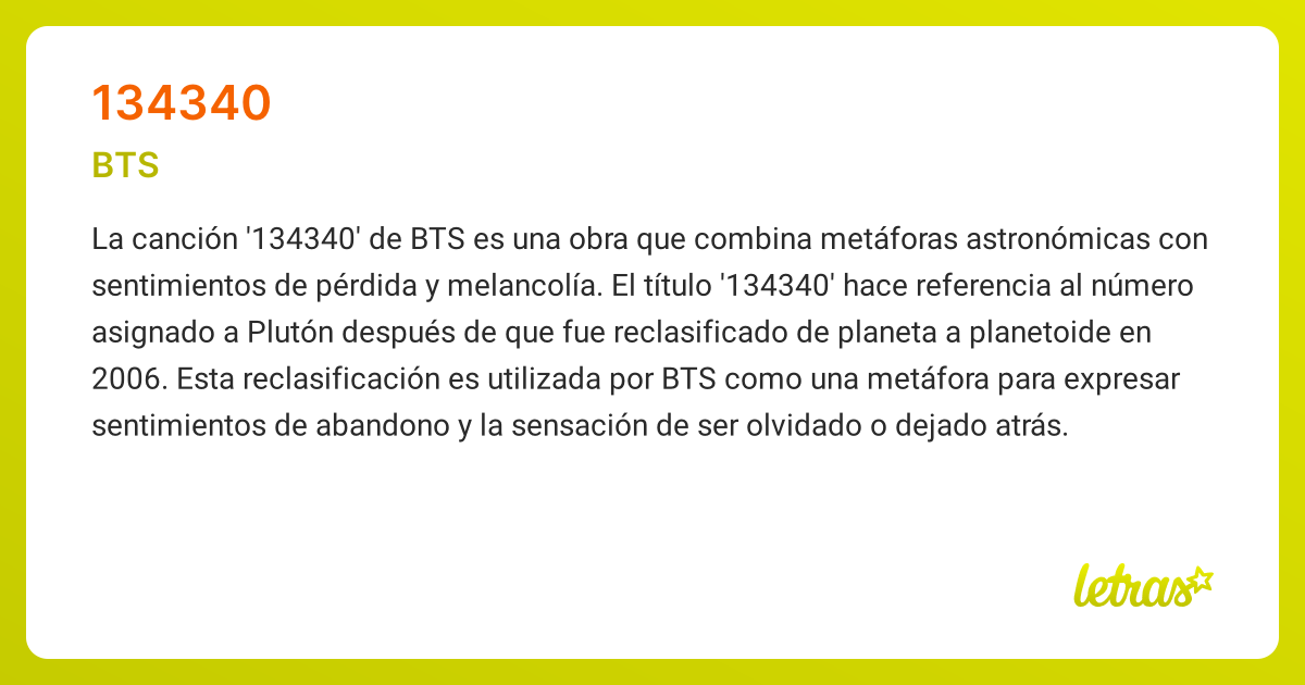 Significado de la canción 134340 (BTS) - LETRAS.COM