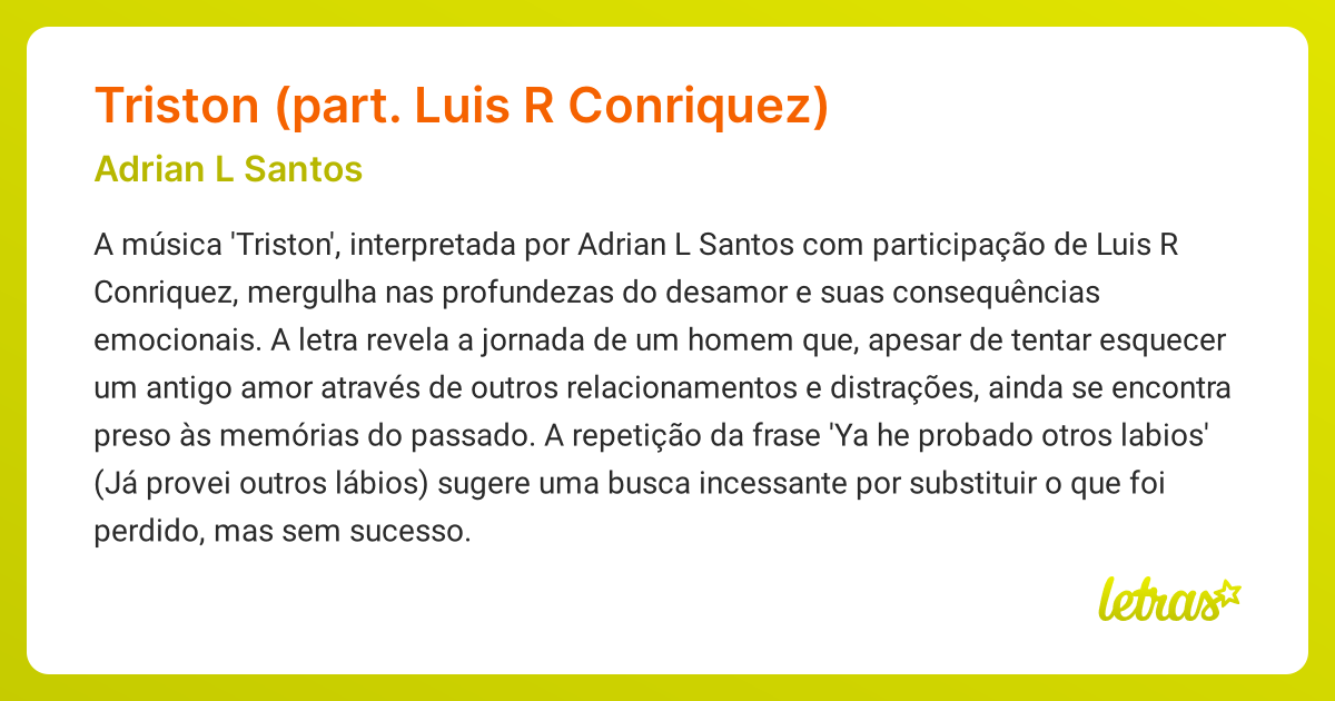 Significado da música Triston (part. Luis R Conriquez) (Adrian L Santos ...