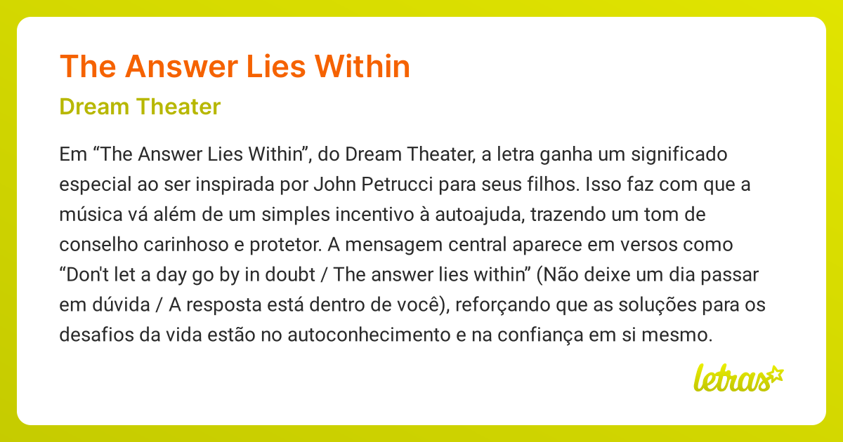 Significado da música THE ANSWER LIES WITHIN (Dream Theater) - LETRAS ...
