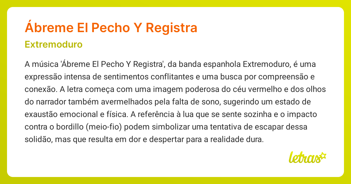 Significado da música ÁBREME EL PECHO Y REGISTRA (Extremoduro) - LETRAS ...
