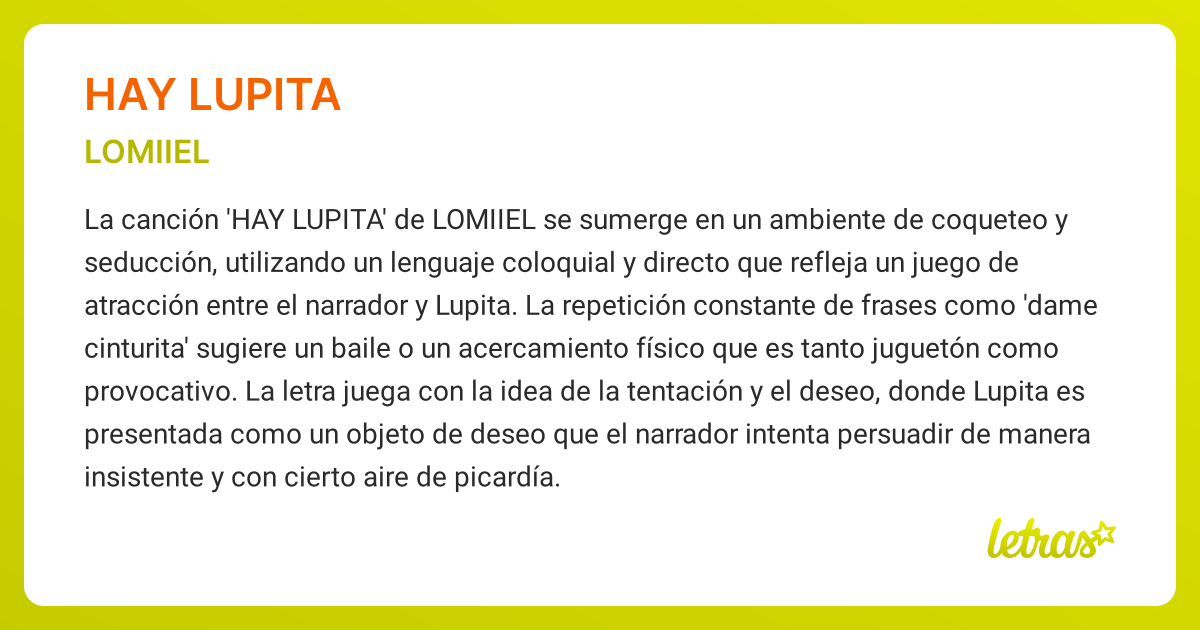 Significado de la canción HAY LUPITA (LOMIIEL) - LETRAS.COM