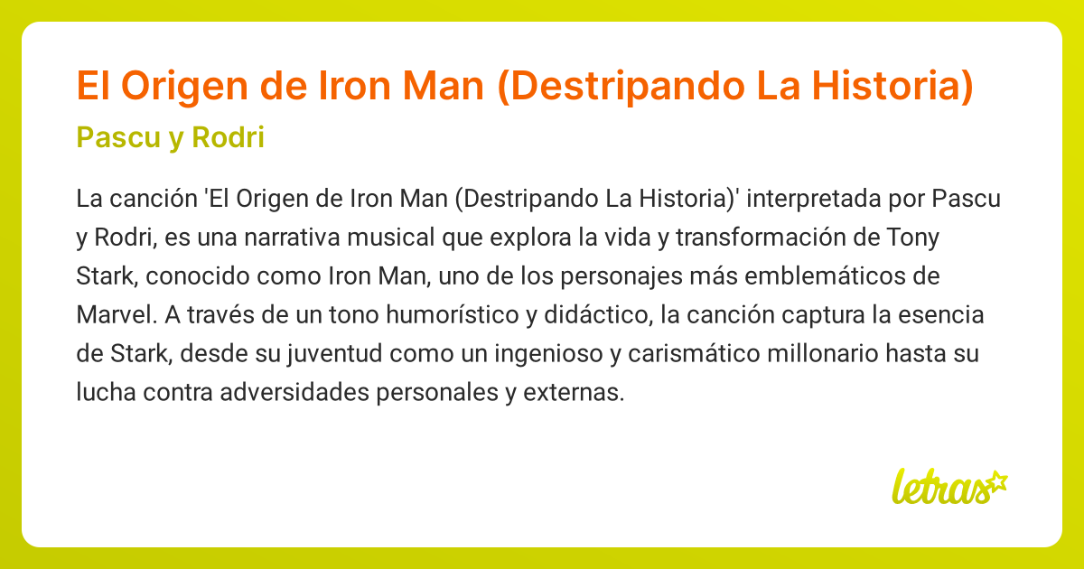 Significado De La Canción El Origen De Iron Man Destripando La 5172
