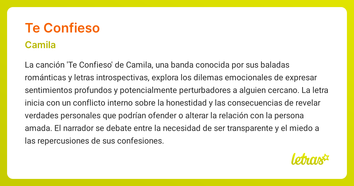Significado de la canción TE CONFIESO (Camila) - LETRAS.COM