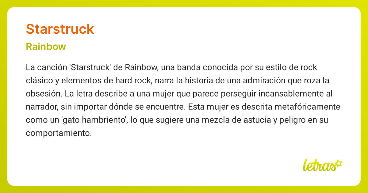 Significado de la canción STARSTRUCK (Rainbow) - LETRAS.COM