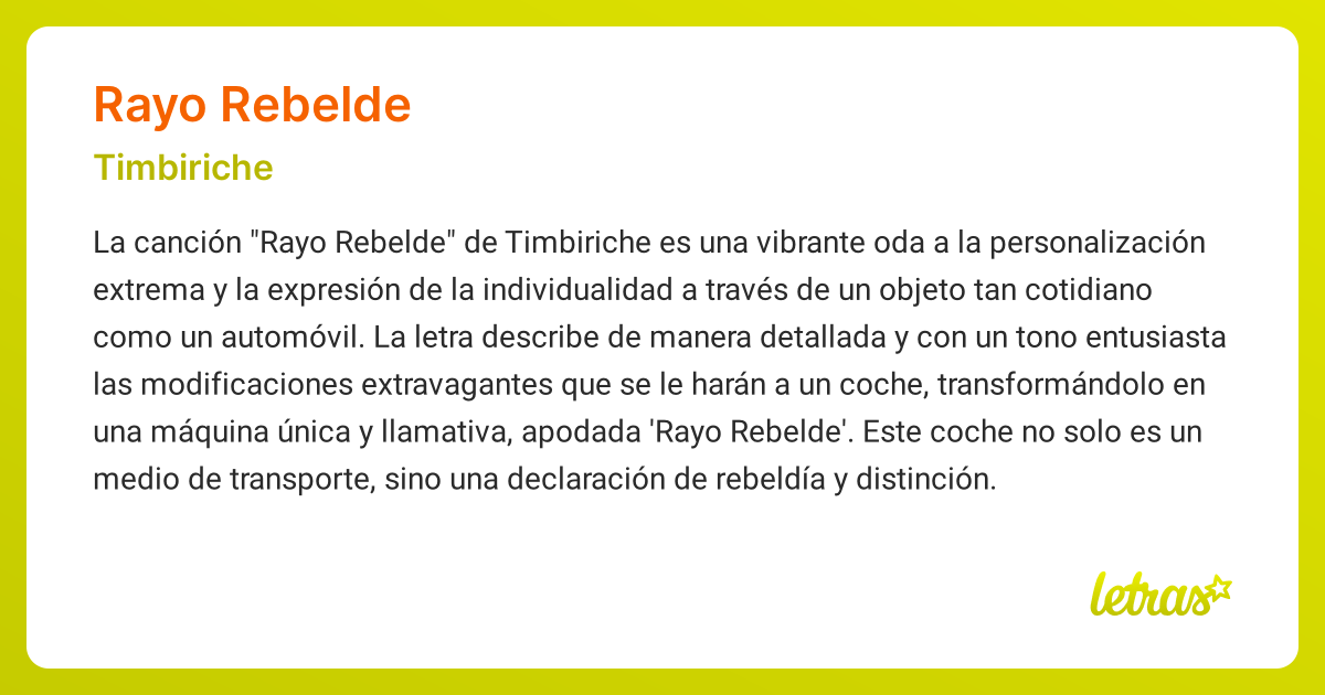 Significado de la canción RAYO REBELDE (Timbiriche) - LETRAS.COM