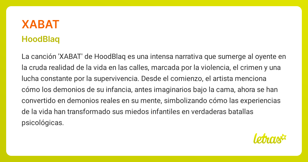 Significado de la canción XABAT (HoodBlaq) - LETRAS.COM