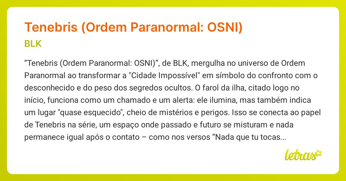 Significado da música Tenebris (Ordem Paranormal: OSNI) (BLK) - LETRAS ...