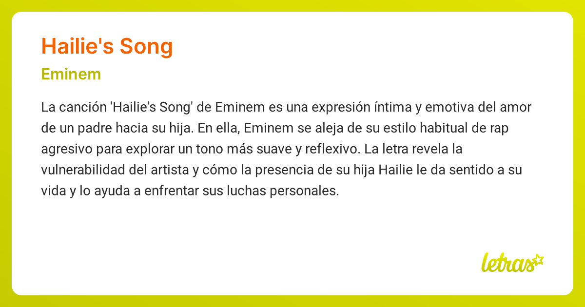 Significado de la canción HAILIE'S SONG (Eminem) - LETRAS.COM