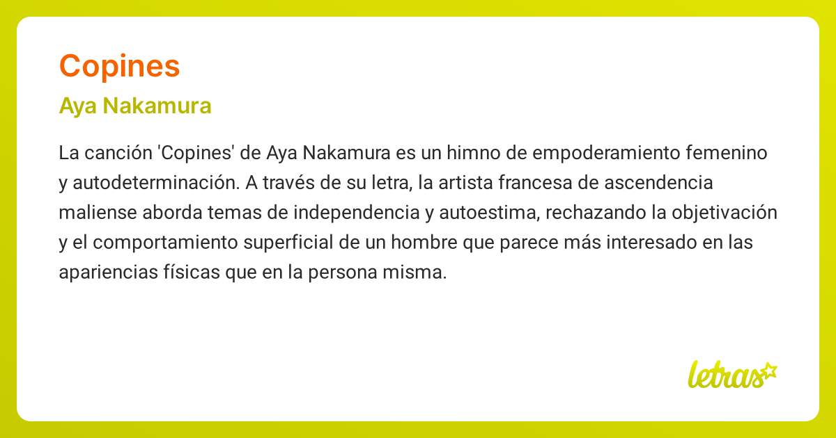 Significado de la canción COPINES (Aya Nakamura) - LETRAS.COM