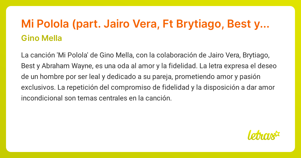 Significado de la canción Mi Polola (part. Jairo Vera, Ft Brytiago ...