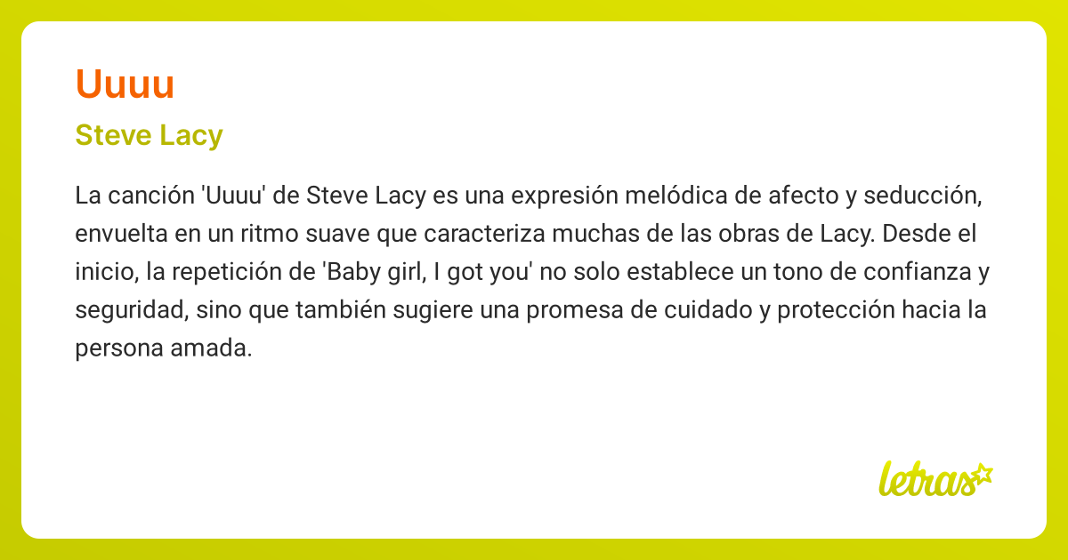 Significado de la canción UUUU (Steve Lacy) - LETRAS.COM