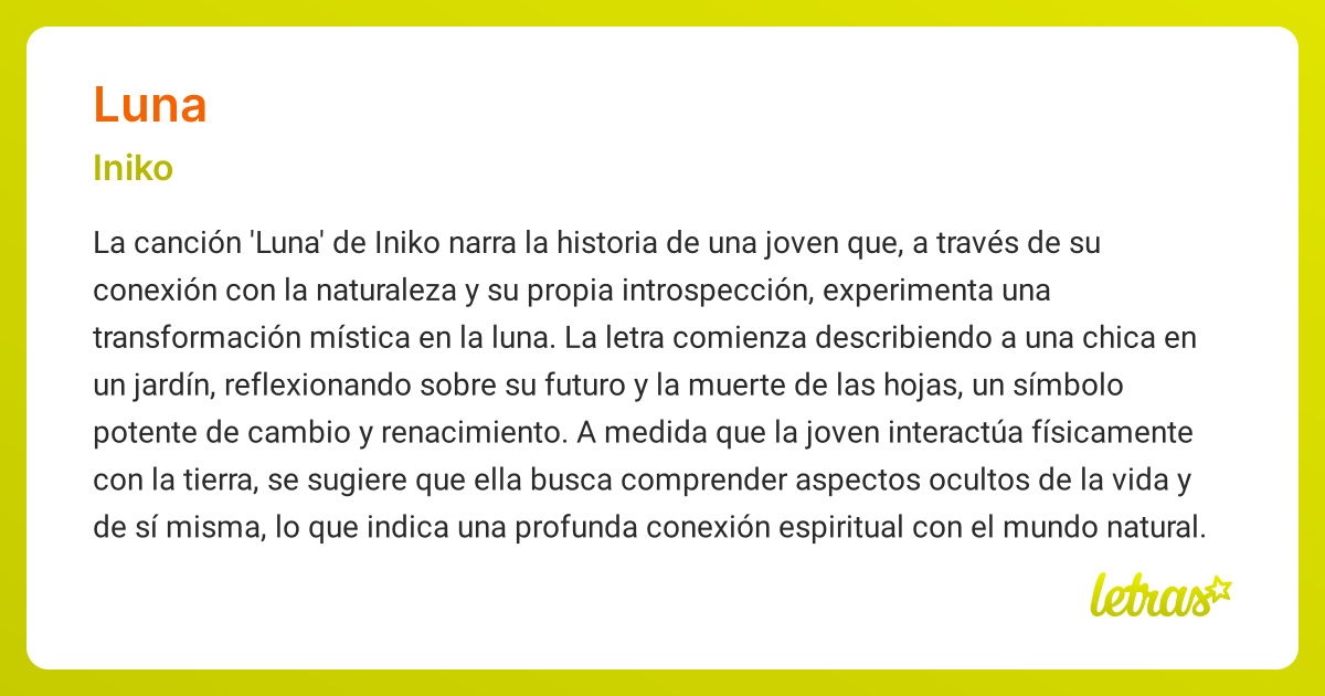 Significado de la canción LUNA (Iniko) - LETRAS.COM