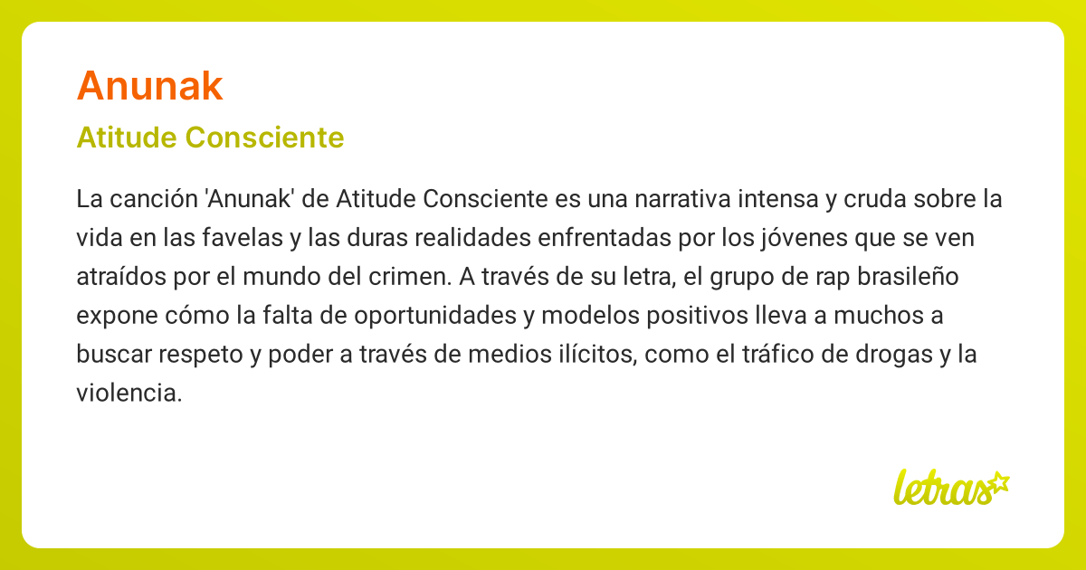 Significado de la canción ANUNAK (Atitude Consciente) - LETRAS.COM