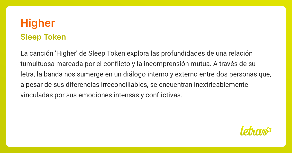 Significado de la canción HIGHER (Sleep Token) - LETRAS.COM