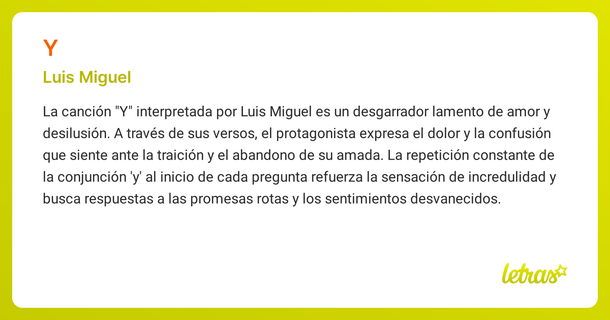 Significado de la canción Y (Luis Miguel) - LETRAS.COM